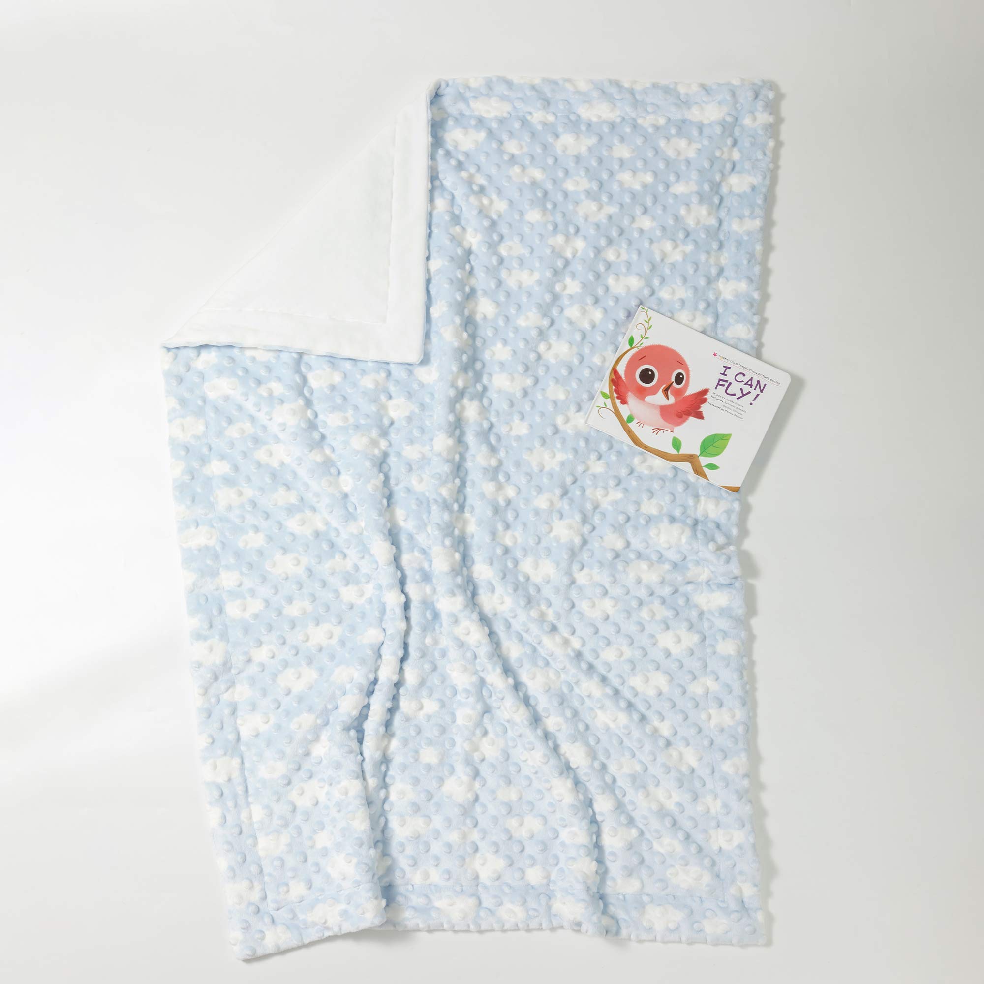 Plush Embossed Raised Dot Baby Blanket for Boys and Girls, Soft Velbo Mink Dotted Double Layer Receiving Blanket Bamboo Fabric Backing for Newborn Premium Quality Blanket, Blue 30" x 40