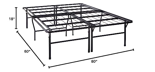 Best Price Mattress 18 Inch Metal Platform Beds w/Heavy Duty Steel Slat Mattress Foundation (No Box Spring Needed), Queen, Black