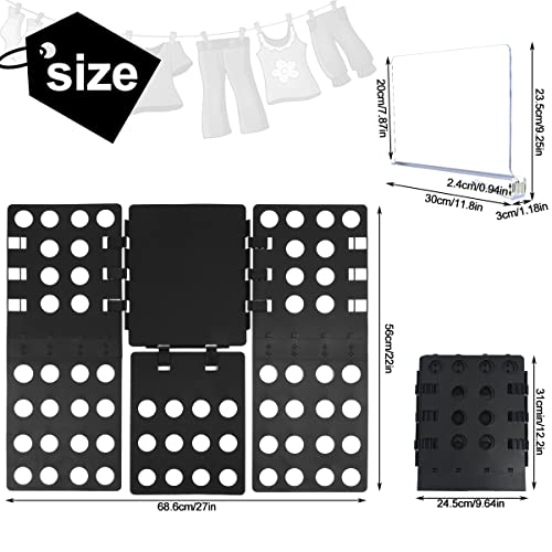 BVOPLME 4 Pack Acrylic Shelf Divider with 1 Pack Shirt Folding Board Set, Closets Shelf Organizer, Shelf Dividers for Closet Organization, Purses Closet Separators Shelf Organizer in Bedroom, Kitchen