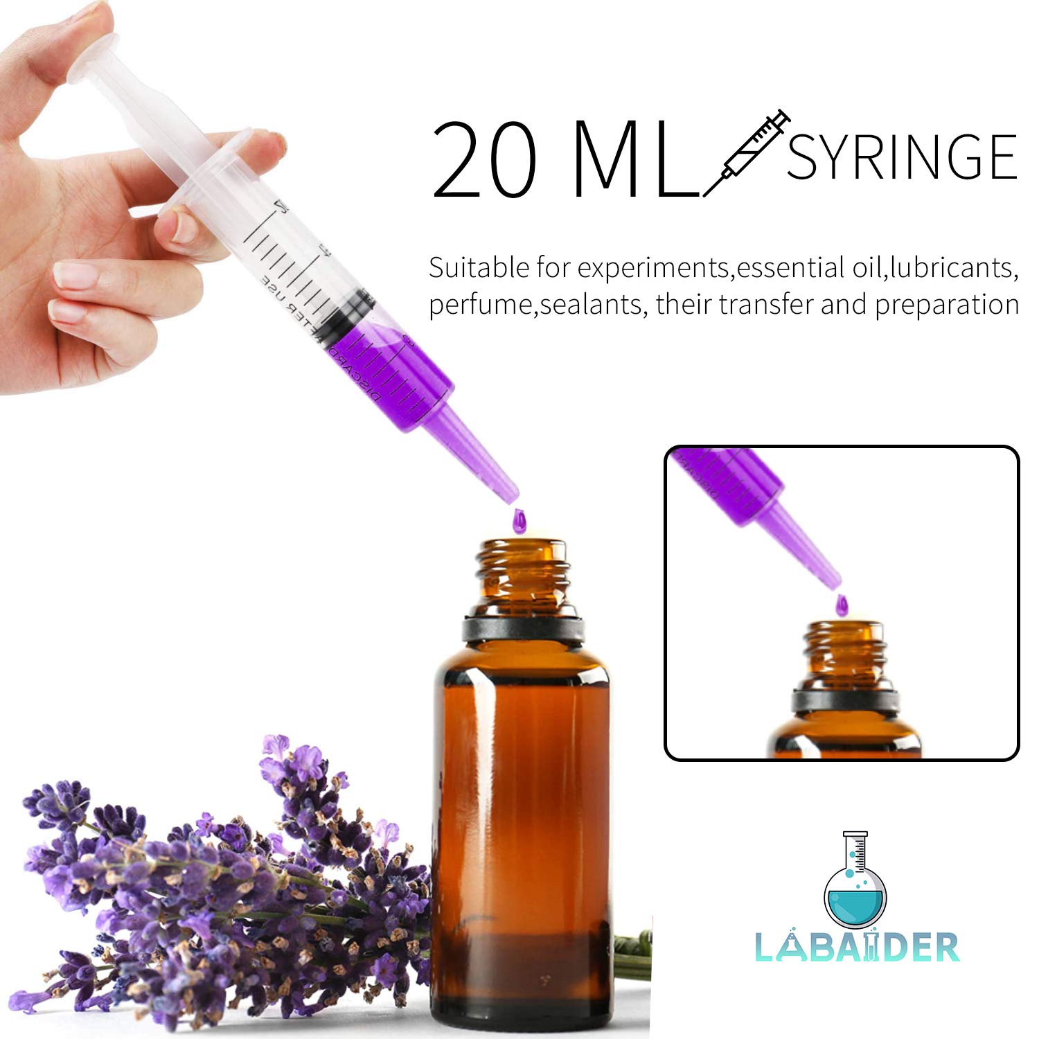 50 Pack 20mL Syringe Catheter Tip with Covers, Large Plastic Syringes for Jello Shots Syringe Party, Liquid, Oral, Feeding Pet, Food, Dispensing- Individually Sterilized Sealed