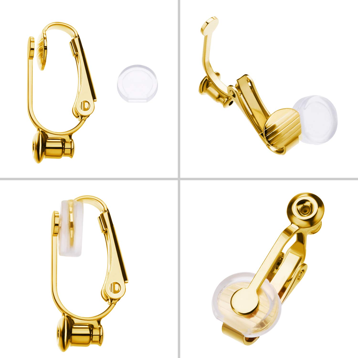 18 Pieces Clip-on Earrings Converter Components with Post for Non-Pierced Ears 3 Colors and Comfort Earring Pads