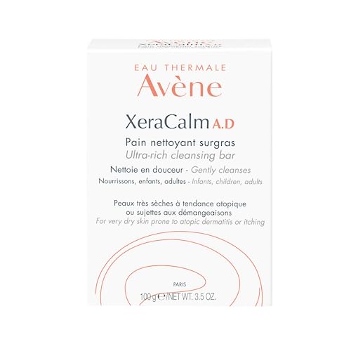 Avene Xercalm A.D Ultra-Rich Cleansing Bar for Atopic Dermatitis, Eczema Prone Skin, Fragrance-Free, 100 g