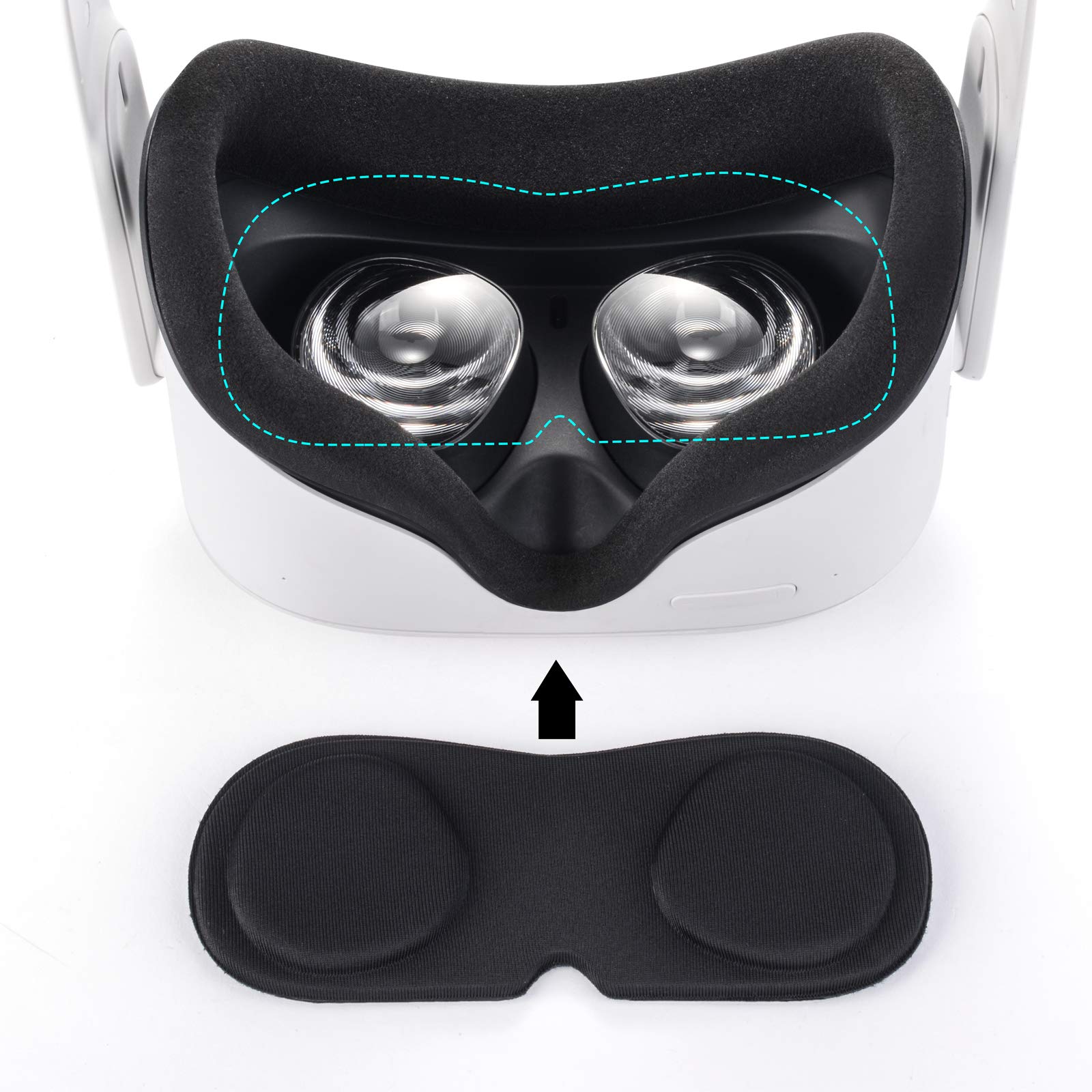 10PCS Set VR Silicone Face Cover Compatible with Oculus Quest 2 Accessories, Sweat-Proof Lightproof Non-Slip Washable Replacement (Blue/Black/Red/White),Len Protector,Disposable Eye Cover