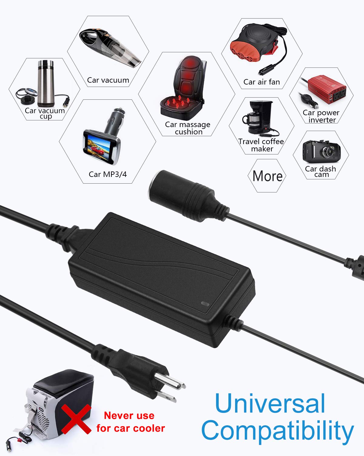 ALITOVE AC to DC Converter 12V 5A 60W 100-240V to 12V Car Cigarette Lighter Socket AC/DC Power Adapter Power Supply for Car Vacuum Cleaner Car Fan Car MP3 Other Car Devices Under 60W