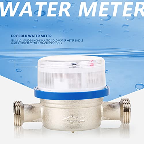 15mm 1/2" Garden Home Plastic Cold Water Meter Single Water Flow Dry Table Measuring Tools
