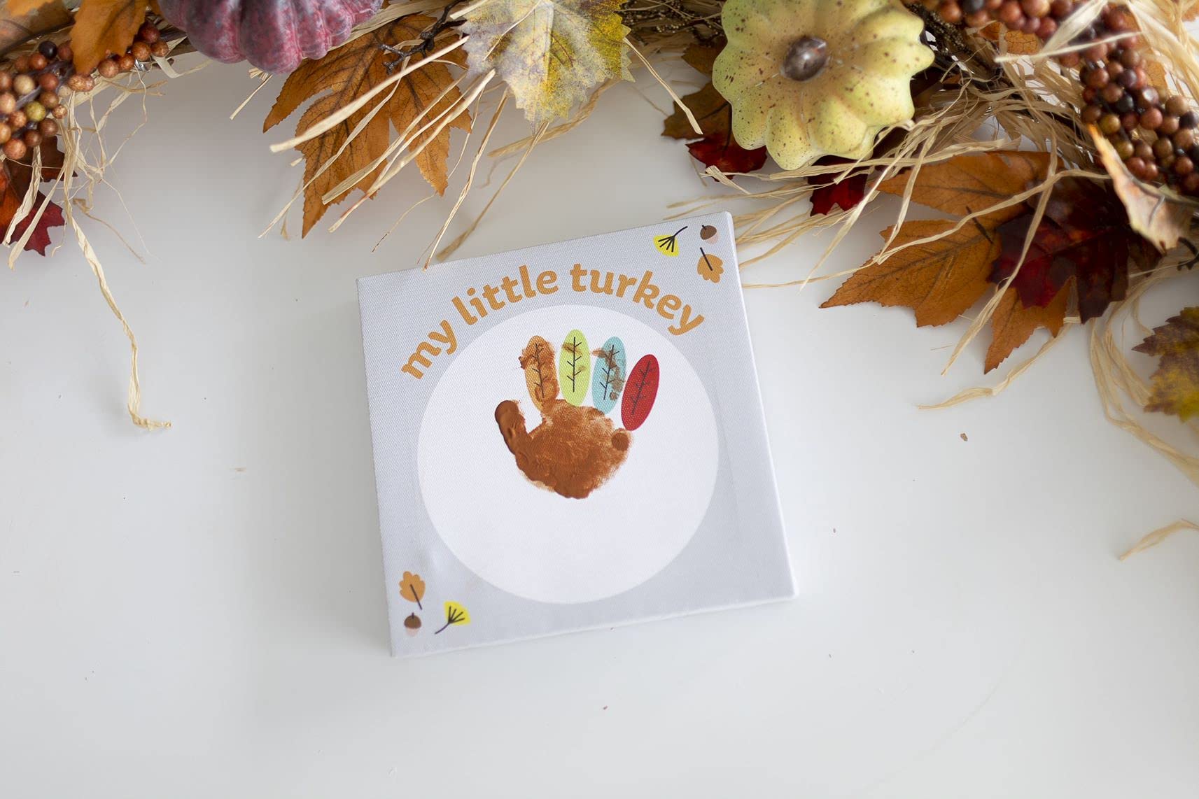 Kate & Milo My Little Turkey Canvas, DIY Handprint Keepsake Art, Thanksgiving Décor, Perfect for Baby Girl or Boys First Holiday Season, Baby Fall Decor