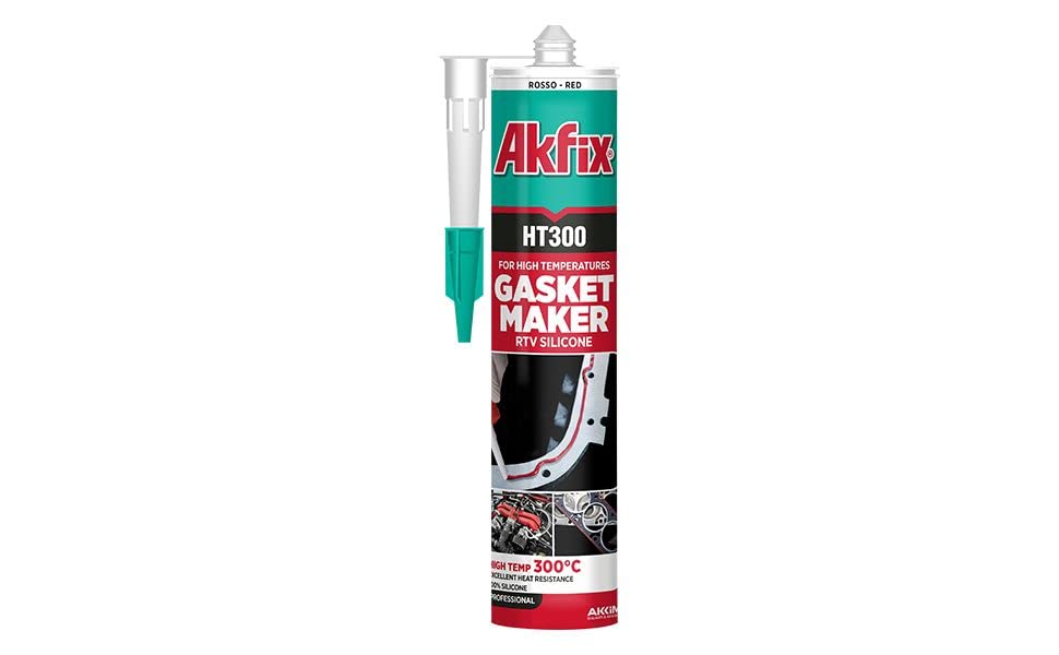 Akfix HT300 High Temp Silicone Sealant - RTV Gasket Maker, High Heat Silicone Sealant, Waterproof Seam&Gasket Sealer for Automotive, 100% Silicone Flexible Gap Filler | 1-Pack, 10.5 Oz. Red