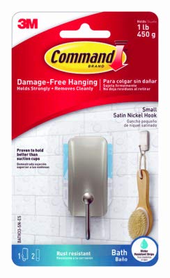 Bath Hook, Water-Resistant, Satin Nickel, Small