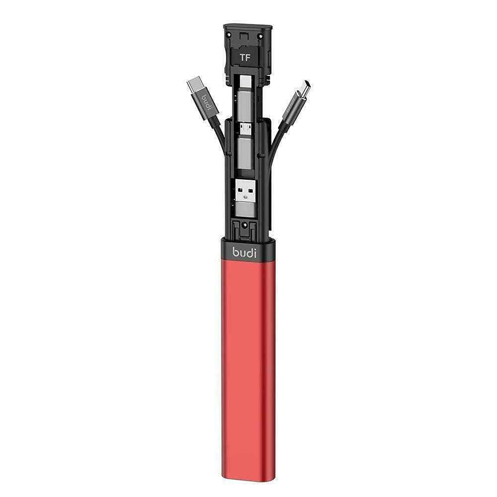 fonefunshop Budi 9-in-1 Essential Travel Charging & Data Sync Cable Stick - Red