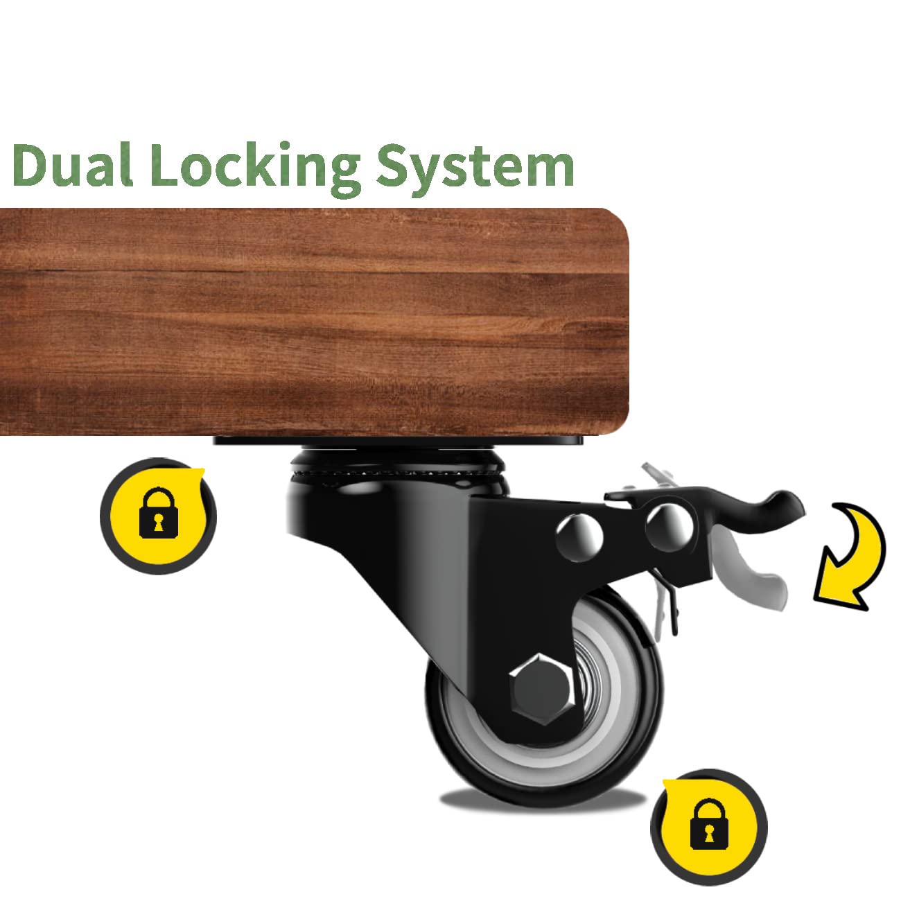 2 Inch Swivel Casters, 2" Heavy Duty Plate Caster with 600 lbs Load, Dual Locking with 360 Degree Rotation, No Noise Locking Casters Set of 4 with Screws and a Screwdriver