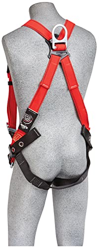 3M Protecta PRO 1191371 Fall Protection Full Body Welders Harness, With Back D-Ring, Tongue Buckle Legs, 420 Pound Capacity, Small, Red/Black
