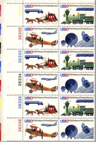 1975 POSTAL SERVICE BICENTENNIAL #1575a Plate Block of 12 x 10 cents US Postage Stamps