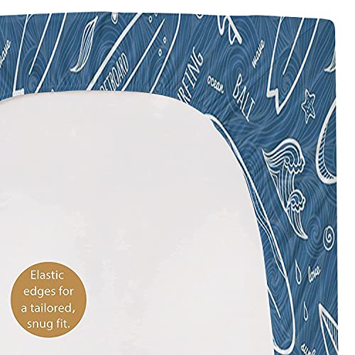 Microfiber Baby Crib Sheets,Ultra Soft Crib Sheets Fitted for Standard Crib Mattress,Toddler Sheet Set for Boys or Girls,Machine Washable, Soft,Breaths,Blue Wave Swirls Sheet Fits 28"x 52"x 8''