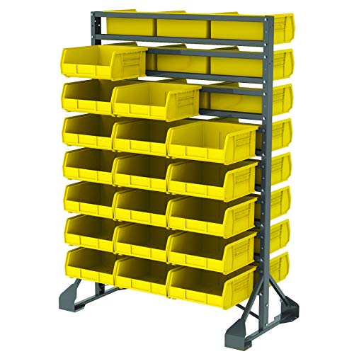 Akro-Mils 30016 Two Sided Steel Rail Hanging System Garage Organizer for Mounting AkroBin Storage Bins, (36-Inch W, 20-Inch D, 53-Inch H), Gray