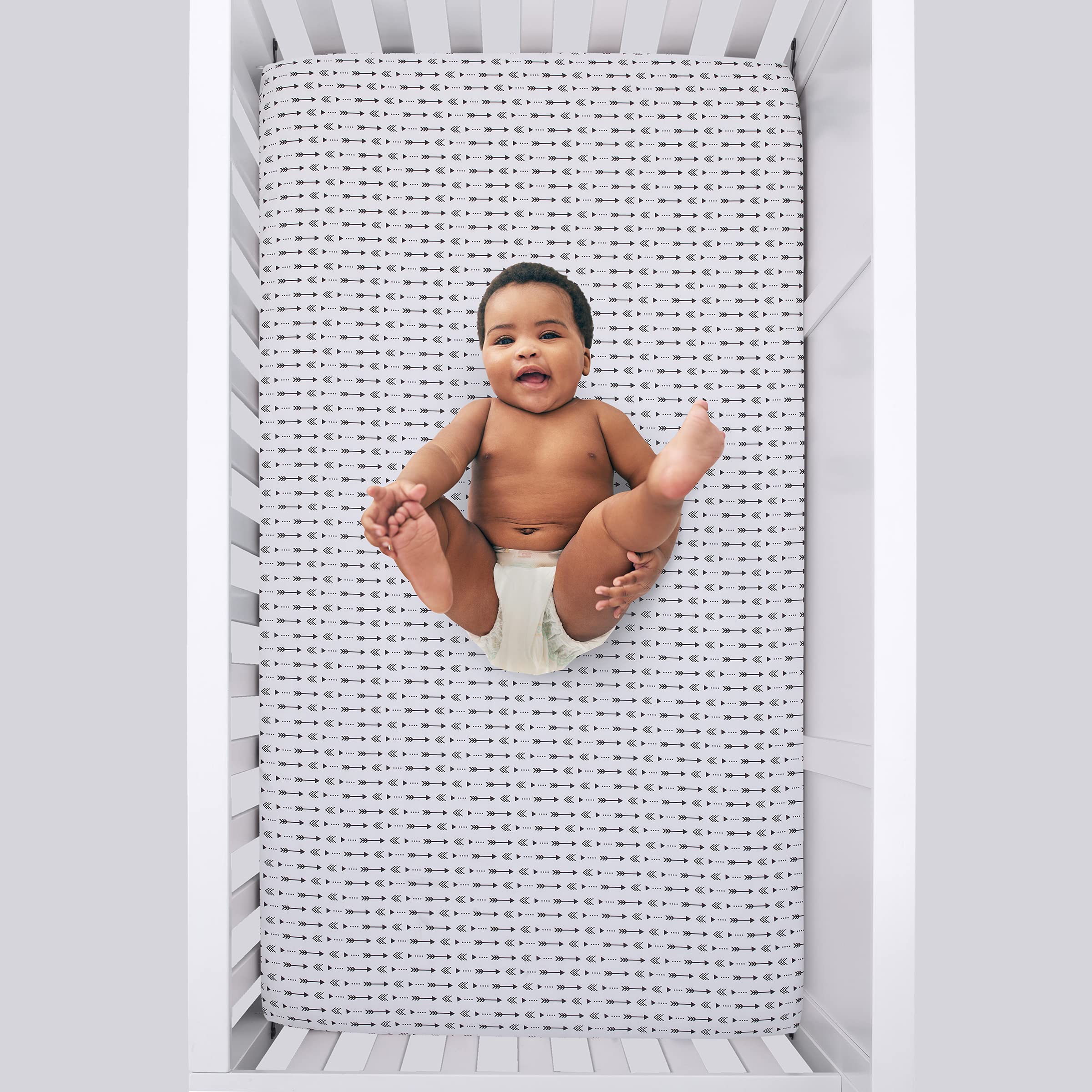 NoJo Little Love Little Man Cave Ivory and Black Arrows Nursery Fitted Crib Sheet