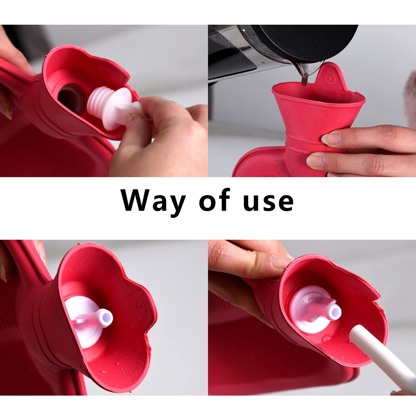 2 L Enema Bag Home Enema Kit with 3 Enema Tips,60 inch Long Silicone Hose, Controlable Water Flow Valve, Hot-Water Bottle for Colon Cleansing Enemas for Women/Men(Red)