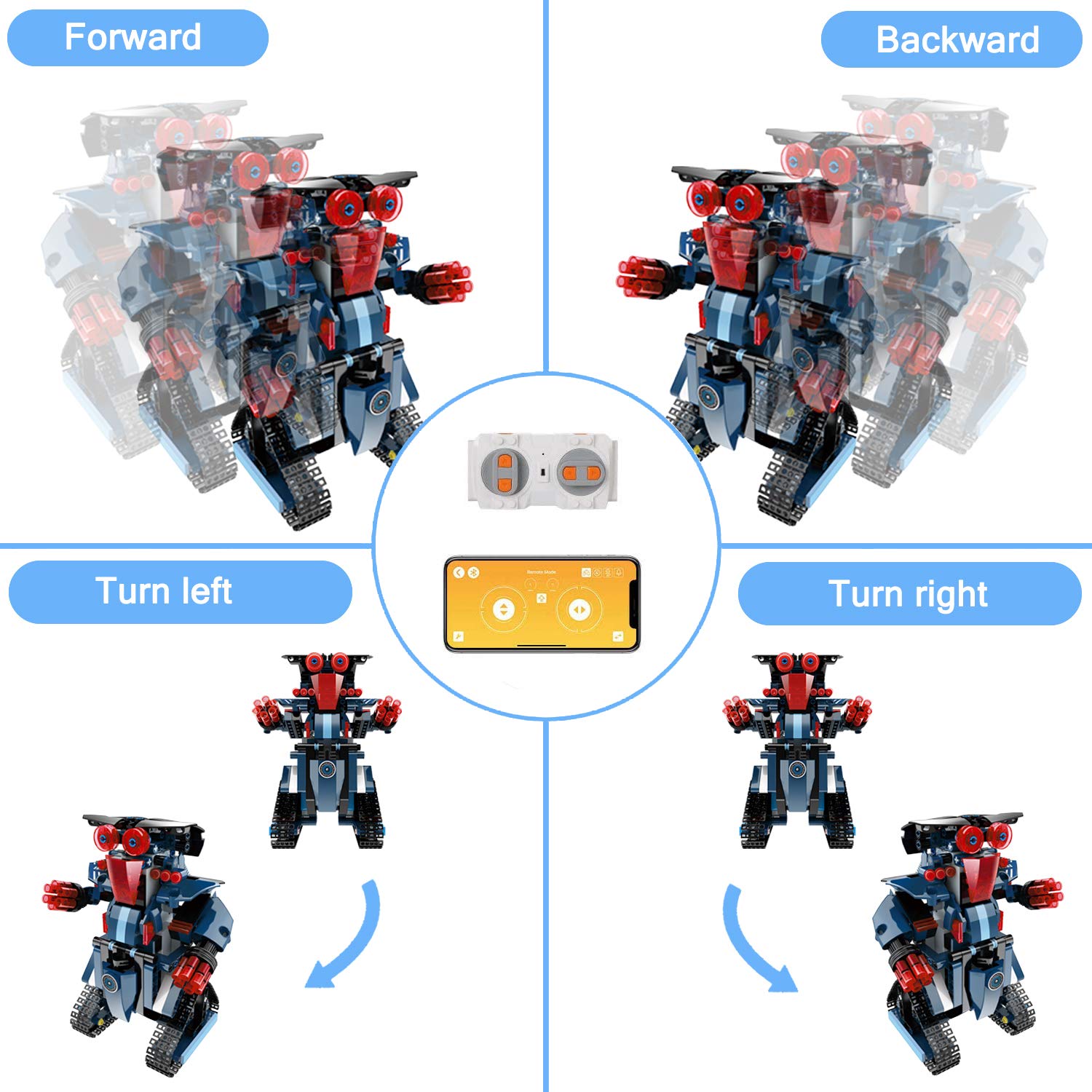 aukfa STEM Building Block Toy RC Robot for Kids, App Controlled & Remote Control Robotic Toy for Boys and Girls, Engineering Educational Build Kit, Early Learning Birthday Gift for 8 Years and Up
