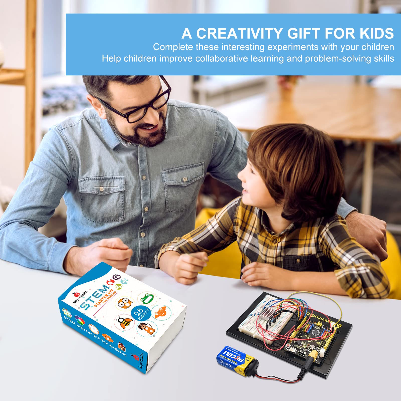 KEYESTUDIO Starter Kit for Arduino with Plus Controller Board,28 Programming Projects Tutorial,Compatible with Arduino IDE,DIY Electronics Kit for Beginners Kids Adults