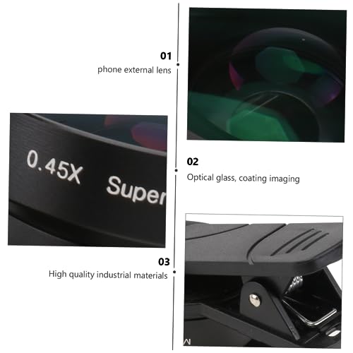 Abaodam 3pcs Set Wide-Angle Lens Phone Wide Angle Lens Intelligent Wide Angle Lens 2 in 1 Clip on Cell Phone Lens Suite Aviation Aluminum Alloy Universal Clip External Wide Angle