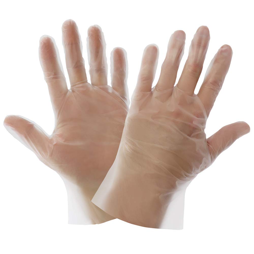 Global Glove 8600PF Thermoplastic Elastomer (TPE) Powder-Free, Clear, 2 Mil, Smooth Finish, 10-Inch Disposable Gloves (Large) - Box of 200