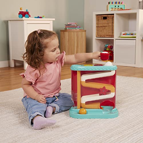 Battat – Pound & Roll – Baby Activity Toy Station with 1 Toy Hammer & 4 Balls for Kids 12 Months + (7-Pcs) , Light Blue