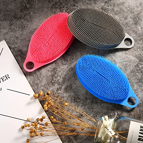 3 Set of Multifunctional Silicone Body Scrubber Loofah Soft and Skin-Friendly-,Easy to Clean,Scalp Massage ,Durable and Hygienic - Suitable for Various People and Pets (3 Count)