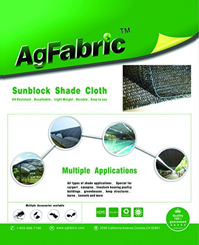 Agfabric 50% Shade Cloth Sunblock Shade Cloth Cover with Clips for Plants 6.5β X 20β, Black