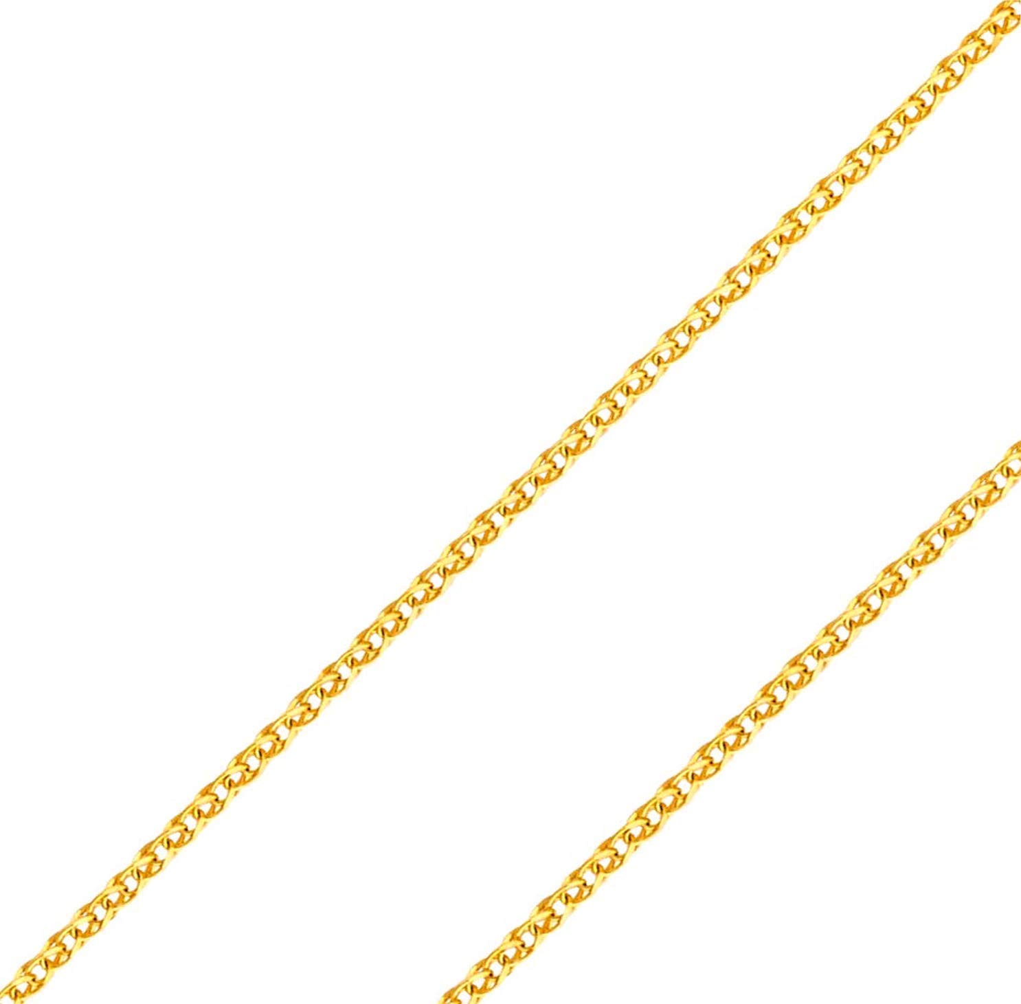 14K Solid Gold Italian Yellow Gold 1.5mm Flat Open wheat Diamond Cuted Link Chain Necklace- Made in Italy-14 Karat with Lobster Claw Clasp Include Gift Box with Order 24 Inches