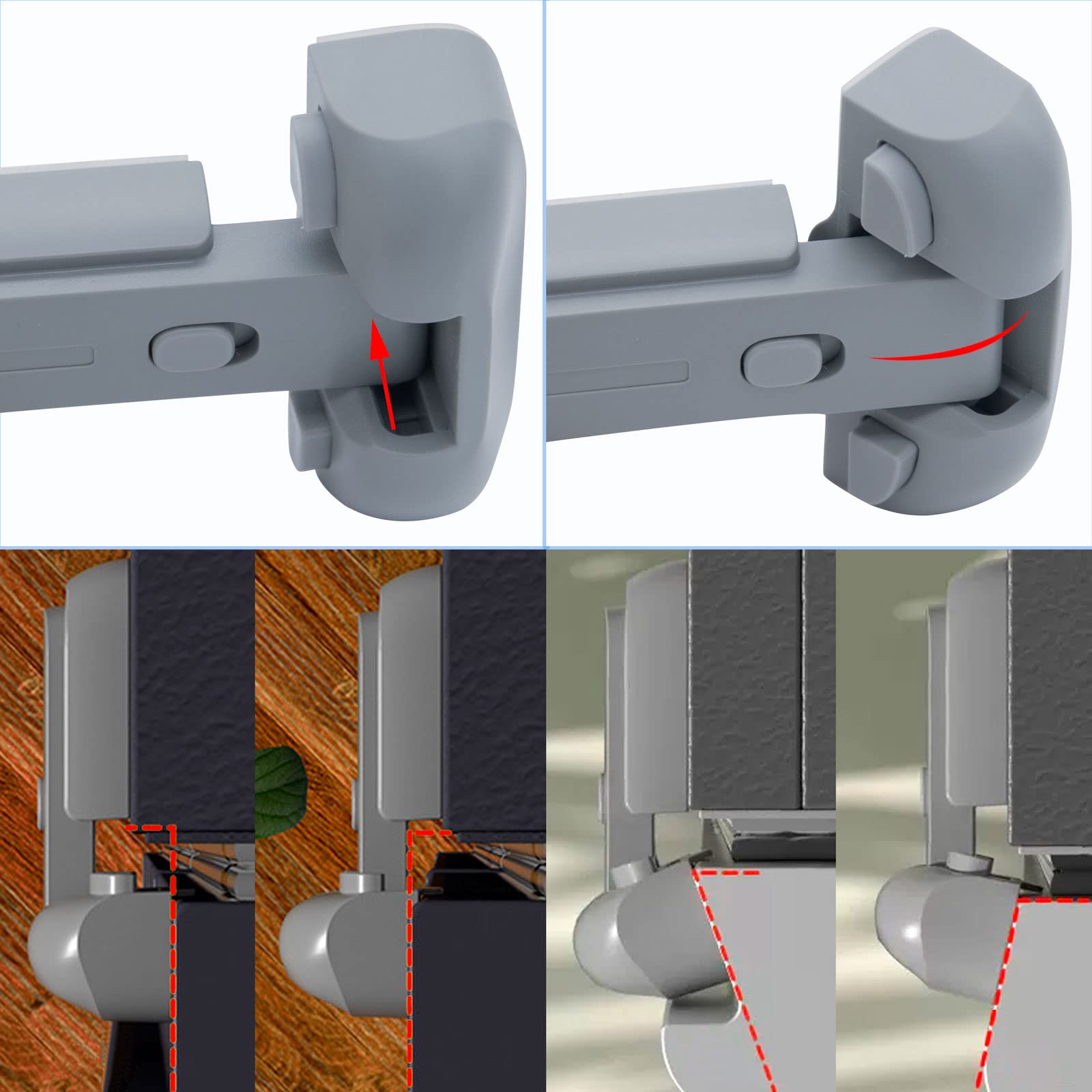 2 Pack Refrigerator Fridge Freezer Door Lock for Kids Child Proof Refrigerator Latch Lock to Keep Door Closed Toddler Kids Child Fridge Locks, No Tools Need or Drill (Grey)