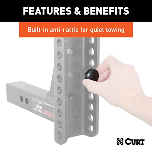 CURT 45907 Adjustable Pintle Hitch Combination, 2-Inch Receiver, 6-Inch Drop, 2-5/16-Inch Ball, 13,000 lbs, CARBIDE BLACK POWDER COAT