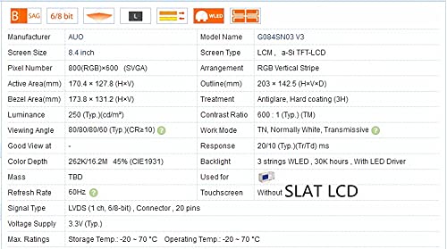 AUO 8.4 Inch Industrial LCD Screen G084SN03 V3 with Full kit of Driver Board
