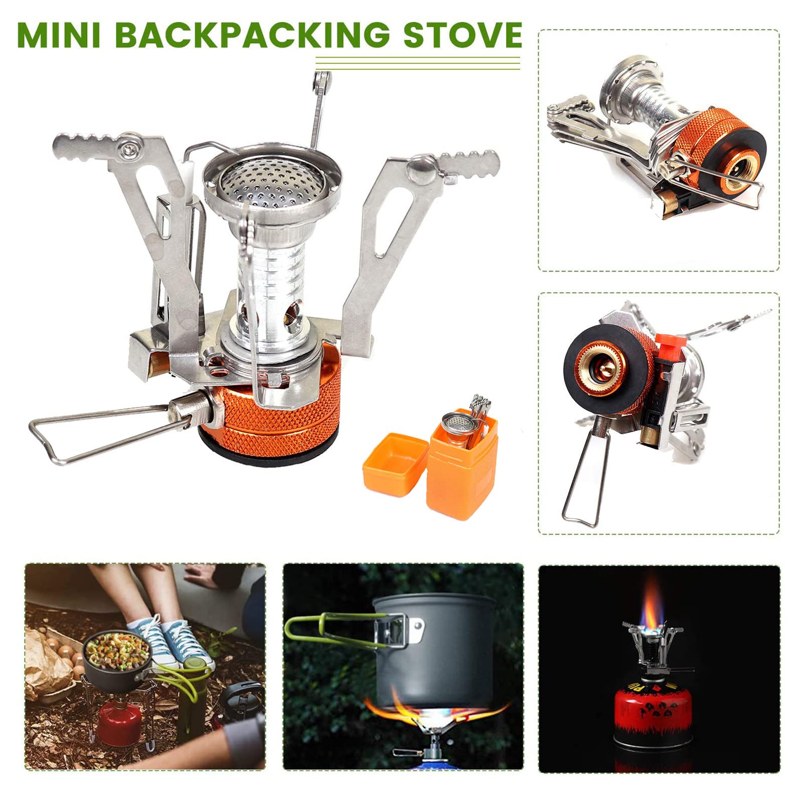 13pcs Outdoor Camping Cookware Stove Mess Kit,Camping Pot and Pan Set with Mini Backpacking Stove,Stainless Steel Cup, Knife Fork and Spoon Set for Backpacking, Camping Hiking and Picnic