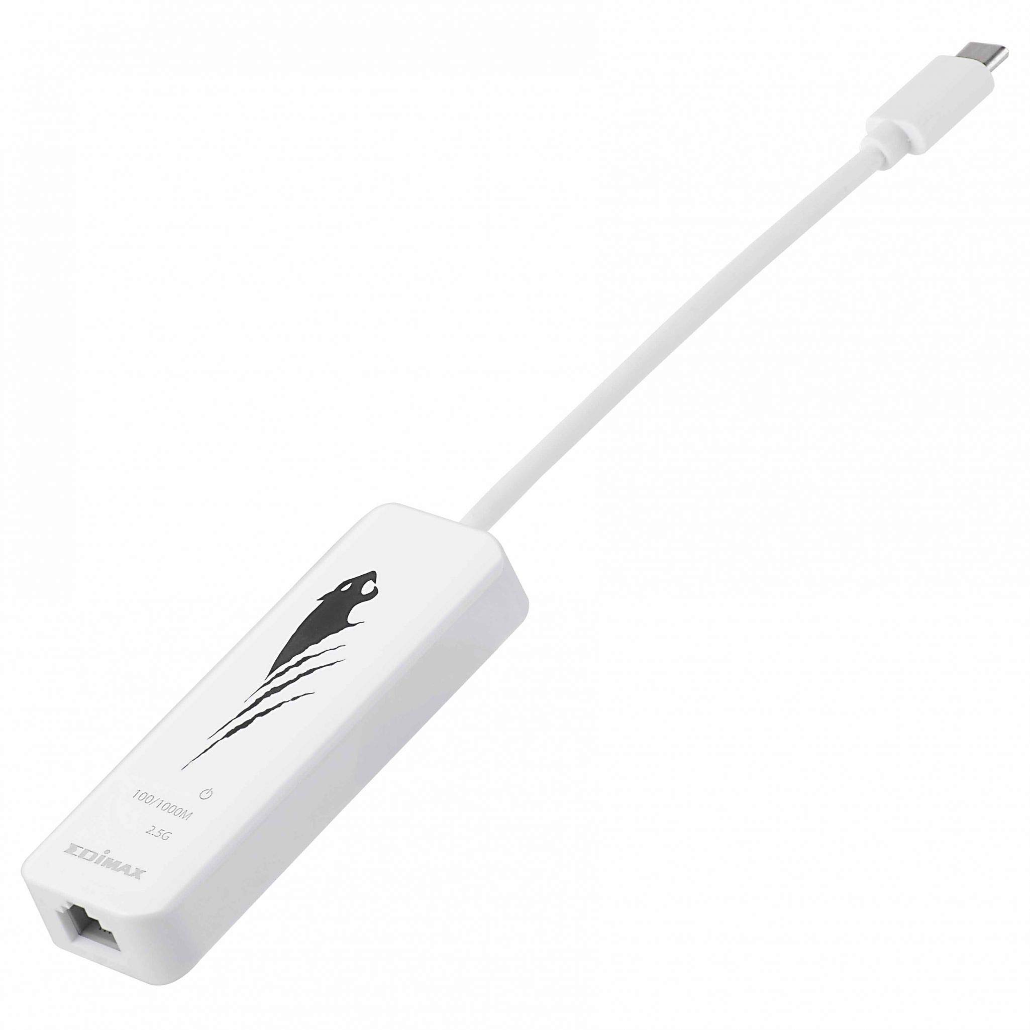 Edimax USB-C 2.5Gbps Ethernet LAN Adapter, USB 3.1 Type-C to RJ45 Gigabit Network LAN Converter, 2.5Gbps/1Gbps/100Mbps, Plug and Play, Windows, MacBook Pro/Air, iPad Pro and More, EU-4307