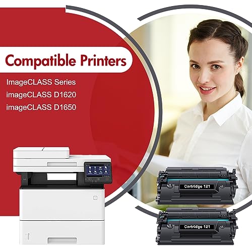 121 Black Toner Cartridge 2-Pack High Yield Compatible Replacement for Canon 121 CRG121 CRG-121 for imageCLASS D1650 D1620 1620 1650 Printer Ink