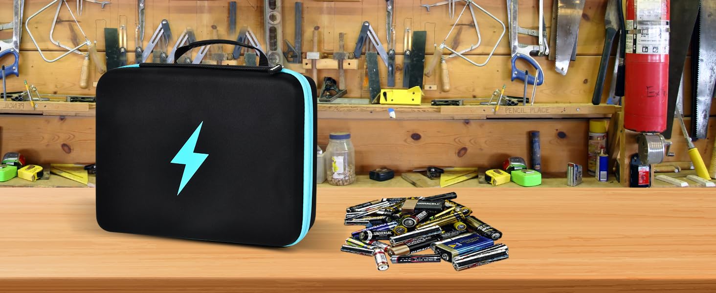 Battery Organizer Storage Case Box with Tester Checker, 220+ Batteries Holder Bag fits for AA AAA AAAA 9V C D Lithium 3V LR44 1.5V CR1632 CR2032 Home Garage Container