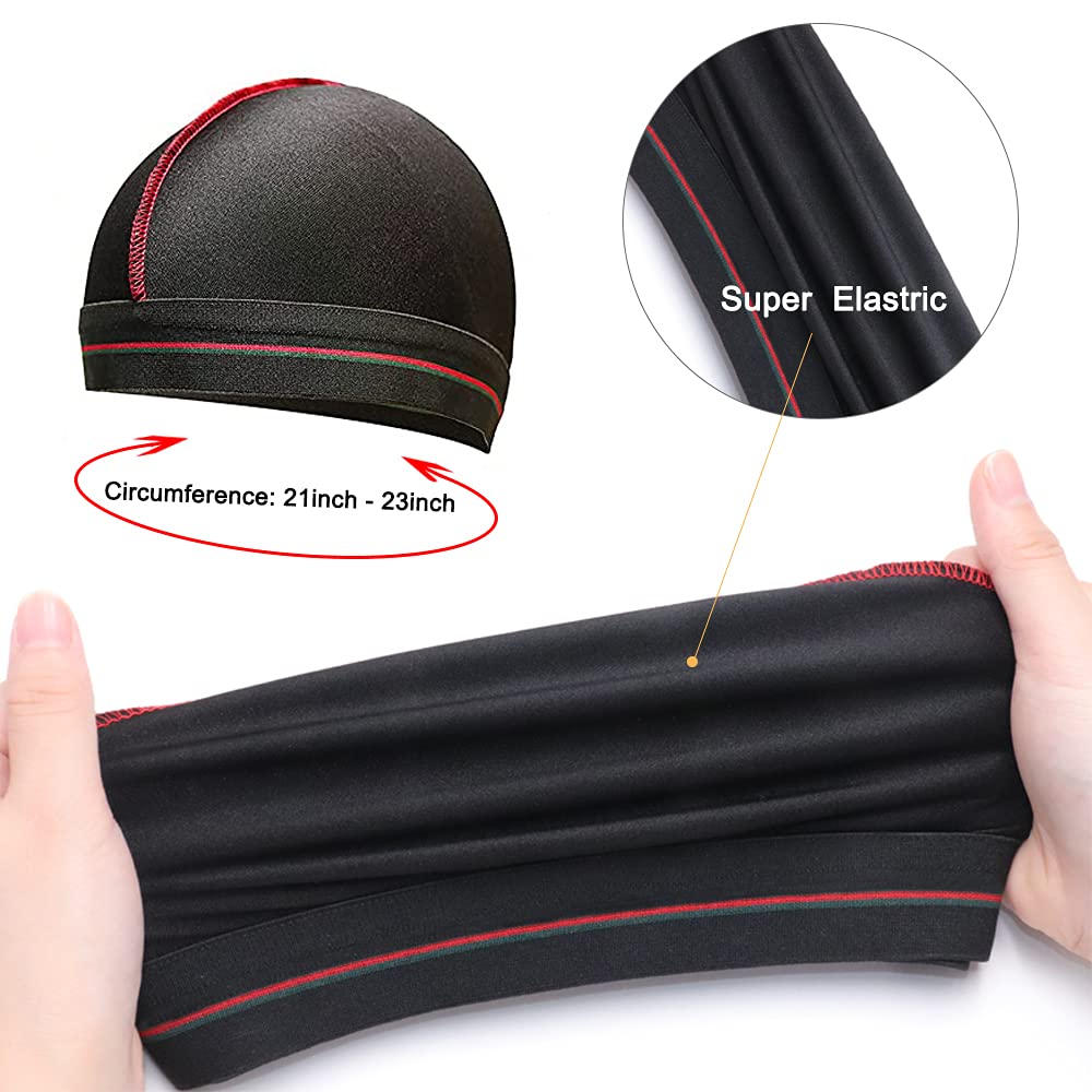 ForceWave Silky Durag for Men Wave Cap Satin Dorag for Men Women 360 Wave Black