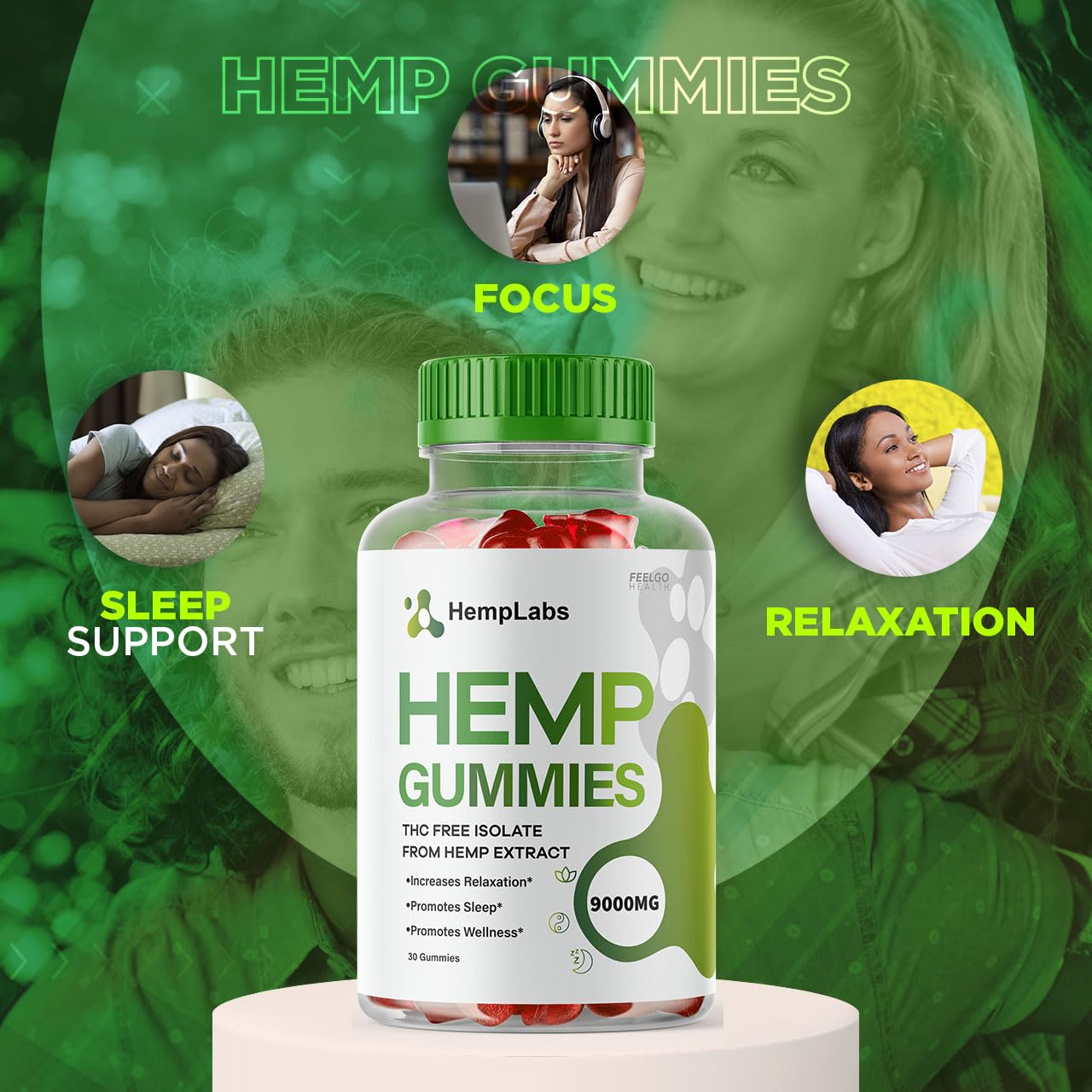 2 Pack - Hemplabs Gummies, Hemplabs Hemp Gummies, Hemp Labs Gummies, Hemplab Gummies, Hemplab Hemp Oil, Lab, Hemplabs Gummies 300mg per Natural Gummies and 9000mg per Bottle (60 Gummys - 2 Month)