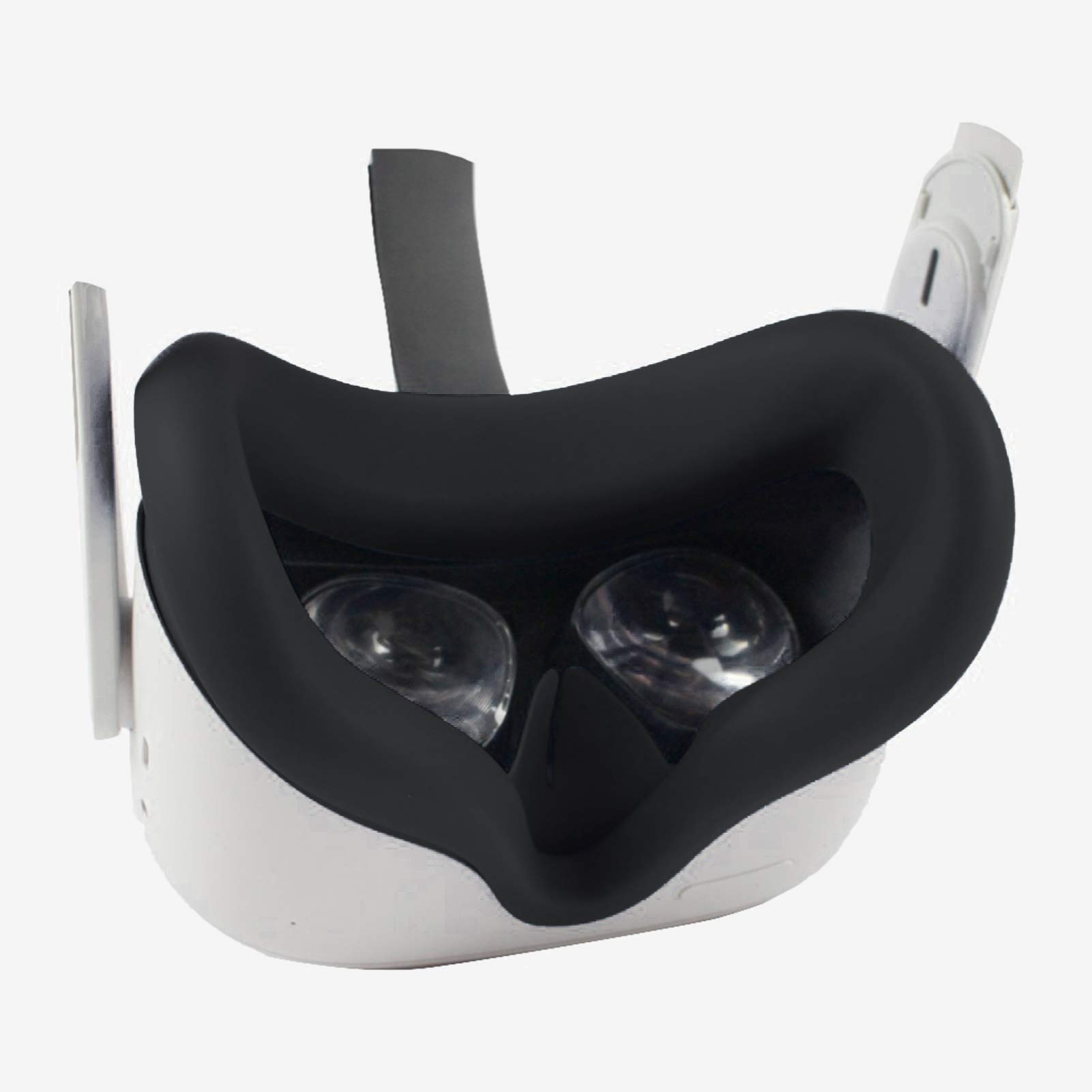 2 PCS VR Face Silicone Cover for Oculus Quest 2 VR Headset, Soft Anti-Sweat VR Eye Cover Face Padding, Washable Anti-Leakage Light Blocking Eye Cover (Black+Red)