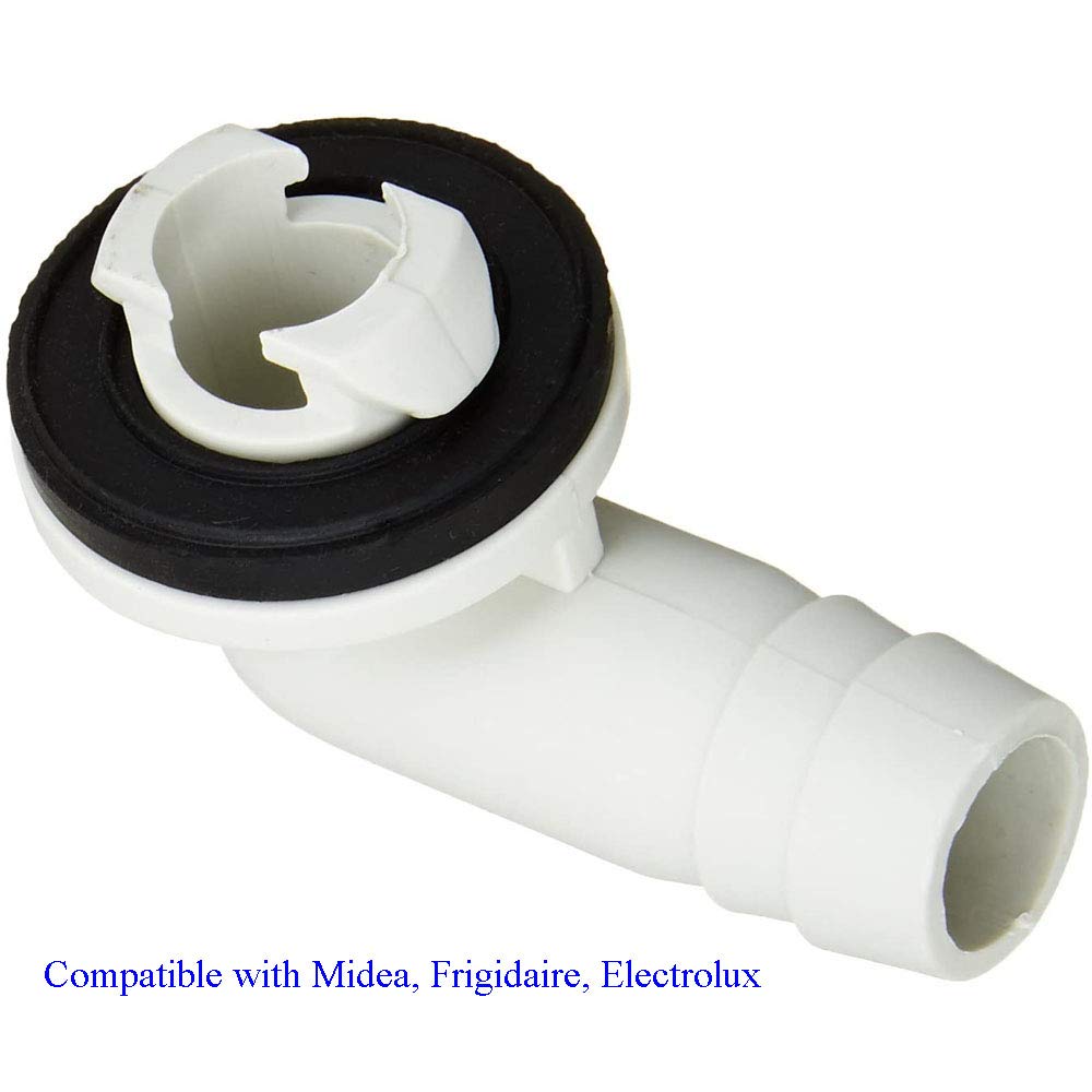 15 mm AC Drain Hose Adapter with Rubber Ring for Midea Mini-Split and Window AC Unit. 0.6 Inch Universal Drain Hose Connector Elbow Fitting Compatible with Electrolux Frigidaire Room Air Conditioner