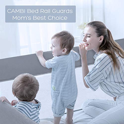 AGIMOLI Baby Bed Rail with Safety Y-Strap Extra Long Twin Full Queen King Size Infants Toddlers Guardrail with Reinforce Anchor Safety System (Grey, 75 inch (Pack of 1))