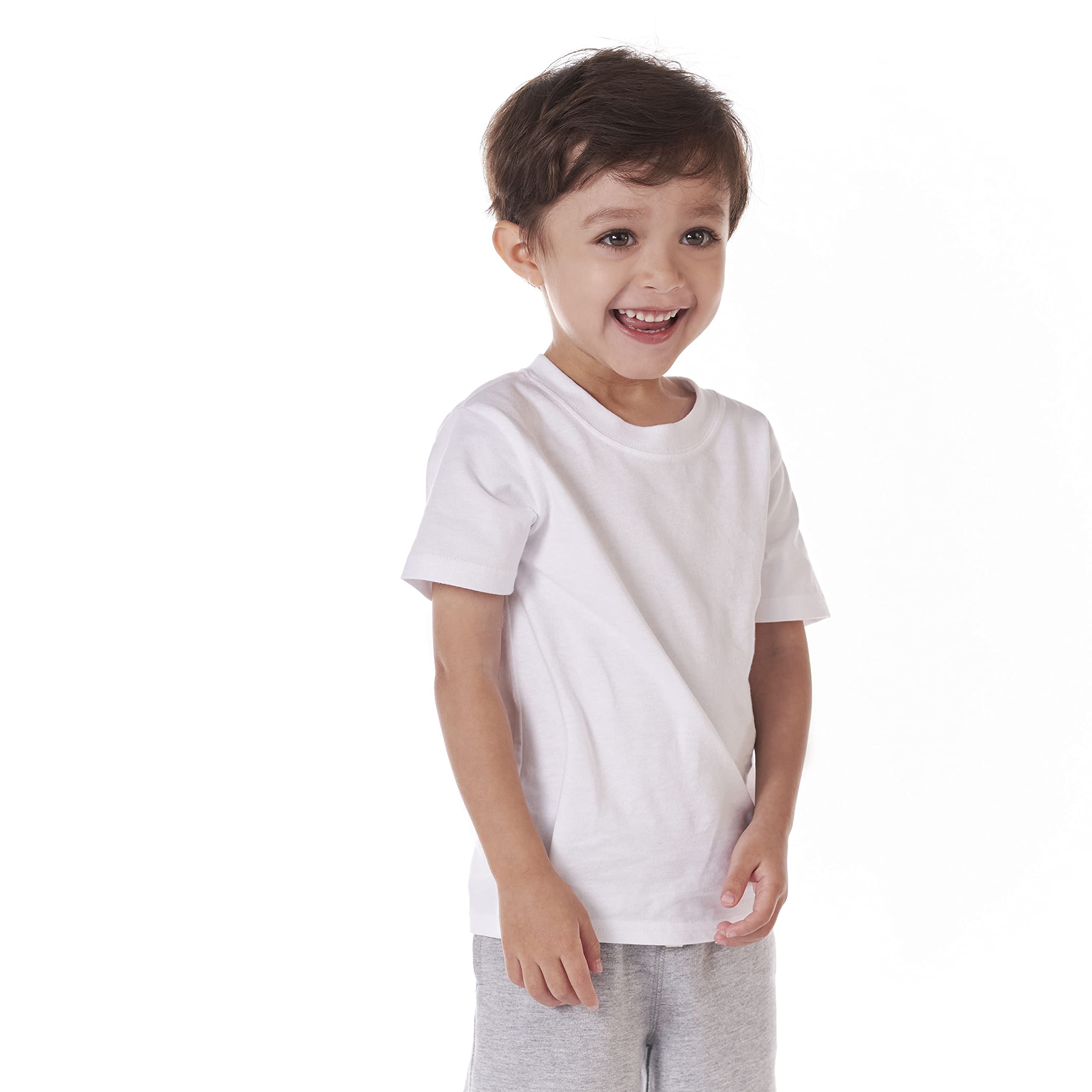 Gerber Baby Toddler 5-Pack Solid Short Sleeve T-Shirts Jersey 160 GSM, White, 18 Months