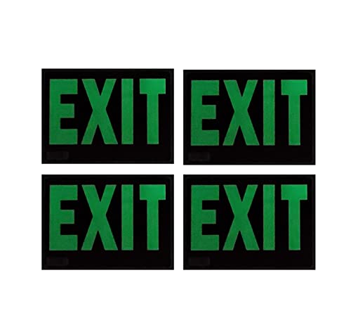 Exit Sign Glow-in-The-Dark Exit Sign, 12 by 9 Inches, Photoluminescent Glow In the Dark EXIT Sign, save energy eco friendly -12 Pack by cotton fly