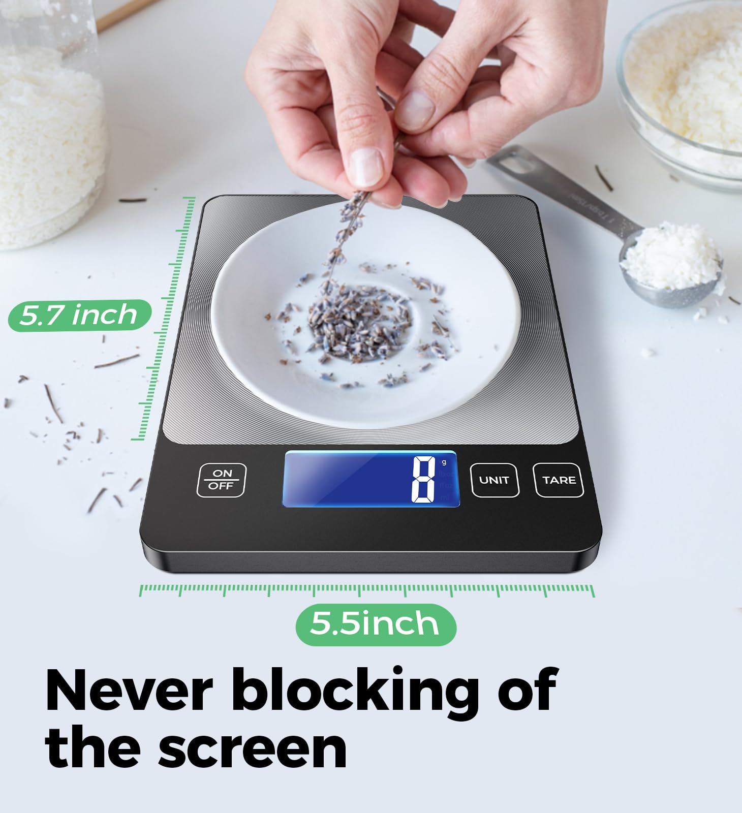 2 in 1 Digital Kitchen Scale for Meal Prep【Dual Power Mode, 33lb Load-Bearing】, Scale for Food Ounces and Grams, CD-Grain Design, Stainless Steel, Easy to Clean-BOSINTY