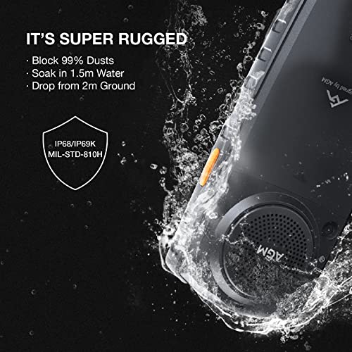 AGM M7 Rugged Phone 4G, Rugged Smartphone with 2.4" Touch Screen and Charging Dock 2.4G WiFi, GSM T-Mobile, 2500mAh, Dual SIM, 109dB Speaker, 1GB+8GB, IP68 & IP69K, Outdoor Smartphone for Senior