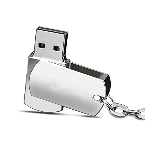 304 Stainless Steel USB 3.0 Flash Drive with Metal Lanyard/Key Chain,20Mb/S High Speed Data Transmission,32GB 64GB 128GB (64GB,Silver)