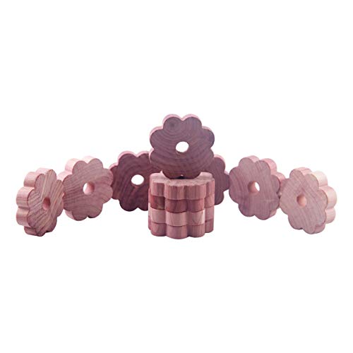 FunSpt 32 Pcs Cedar Blocks Plum Shape with Fragrance Odor 100% Nature Aromatic Red Ceder Planks for Hanger Wardrobes Closets Drawers Freshener Clothes,004