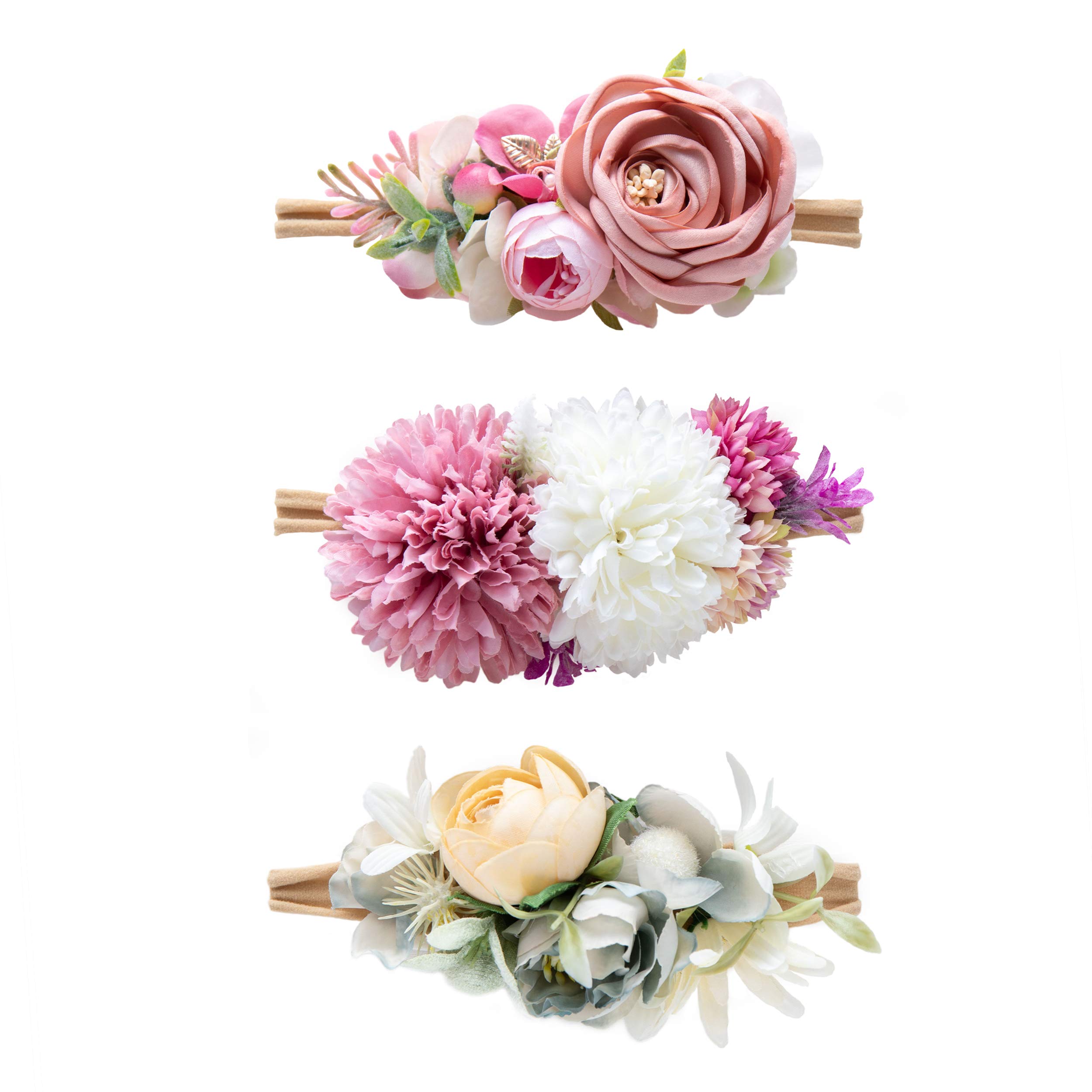 Baby Girl Floral Headbands Flower Crown Newborn Infant Toddler Headwrap Turban Hair Accessories