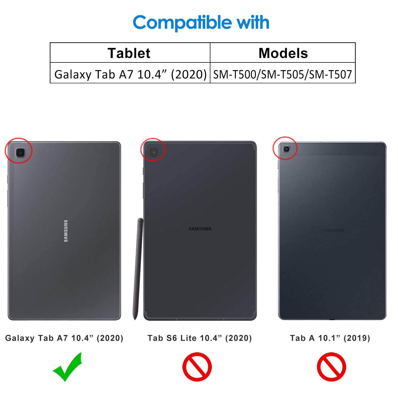 JETech Case for Samsung Galaxy Tab A7 10.4-Inch 2020 (SM-T500/T505/T507), NOT for Galaxy Tab A7 Lite 8.7-Inch 2021 (Black)