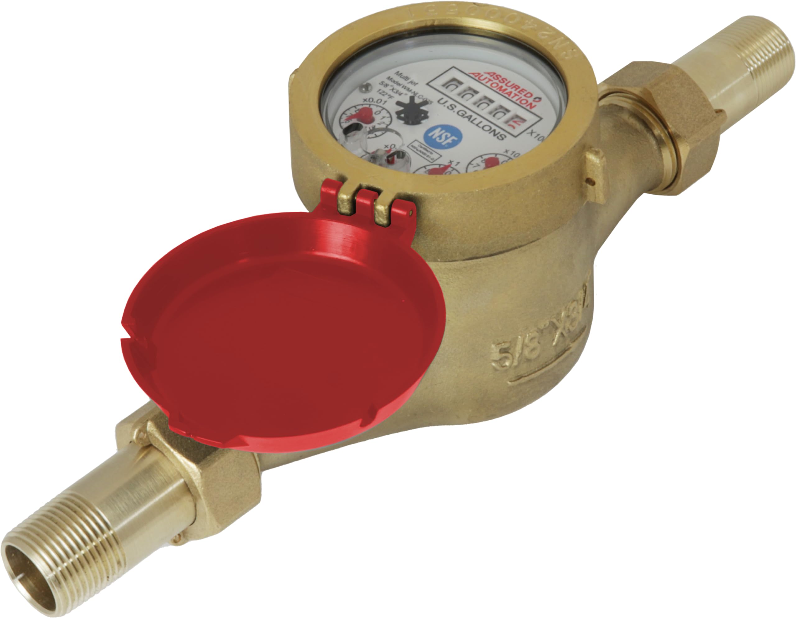 3/4” HOT Water Meter: Lead Free Brass, NSF Certified, Multi-Jet, Gallons (Horizontal Installation)