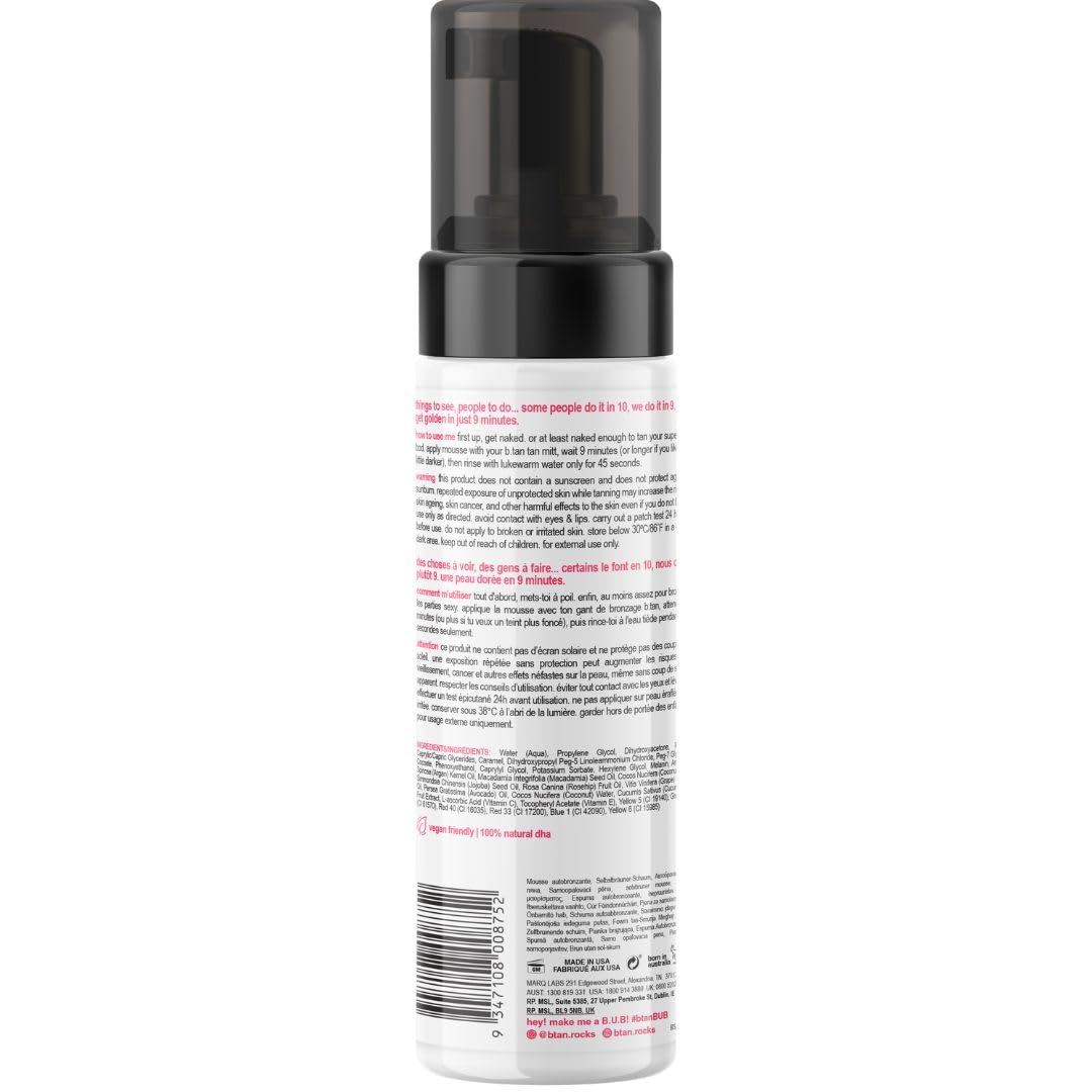 b.tan Pre-Shower Self Tanner Mousse | Ain't Nobody Got Time for That - Fast, 9 Minute Express Sunless Tanning Foam, No Fake Tan Smell, No Added Nasties, Vegan, Cruelty Free, 6.7 Fl Oz